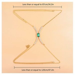 Accessories | Rhinestone Chest Bracket Chain Sexy Green | Poshmark